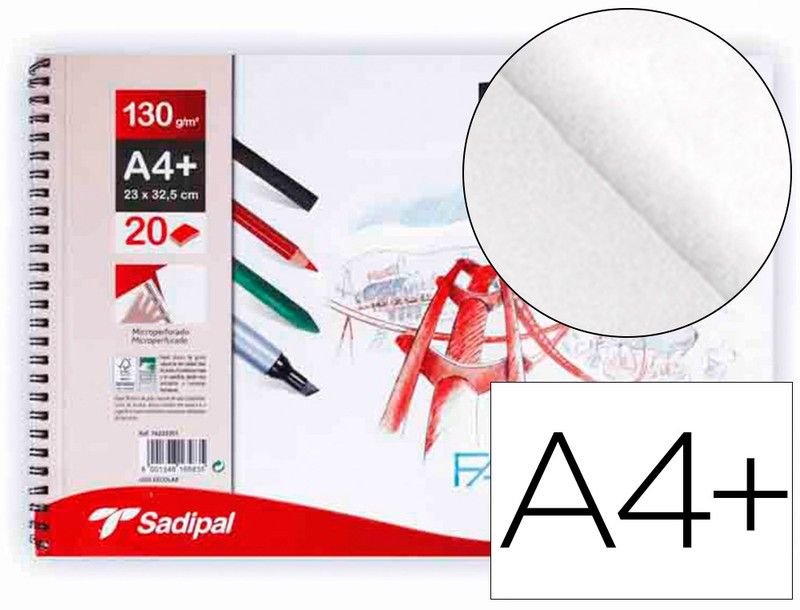 Bloc Dibujo Sadipal Fabriano Din A4+ Espiral 20 Hojas 130g/M2 Grano ...