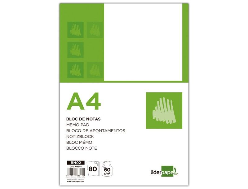 Bloc Notas Liderpapel Liso A4 80 Hojas 60g/M2 — Firpack