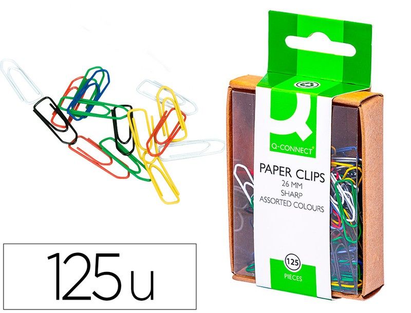Clips Colores Q-Connect 26 Mm Caja De 125 Unidades — Firpack