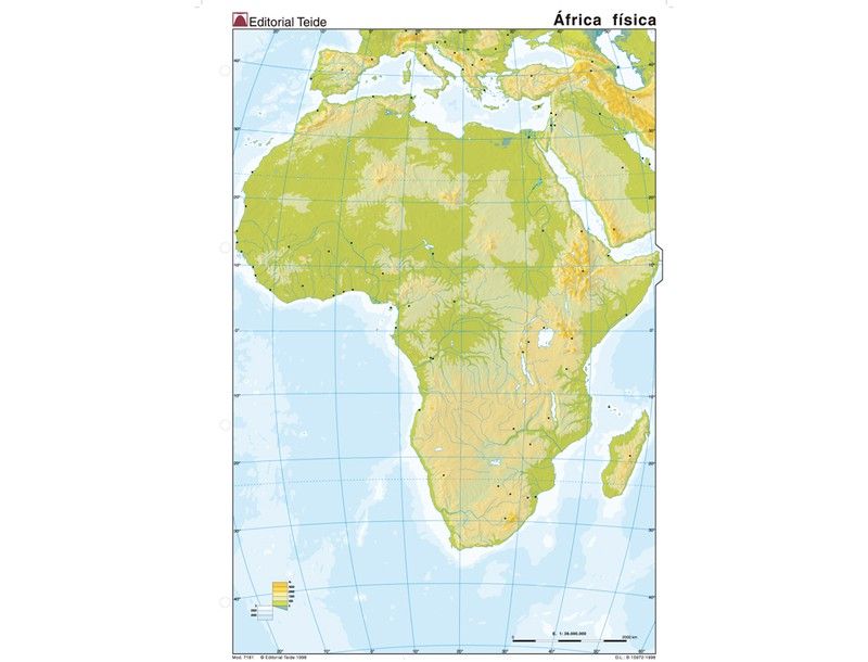 Mapa Mudo Color Din A4 Africa Fisico — Firpack