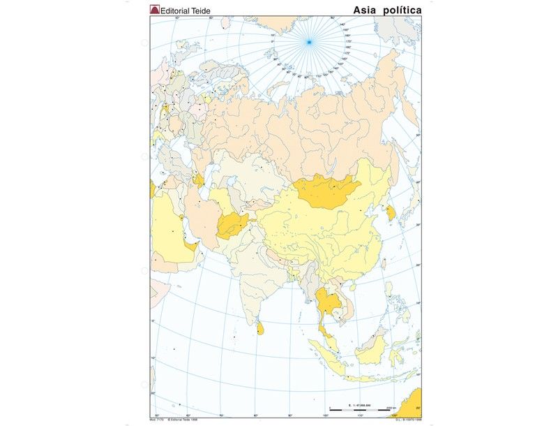 Mapa Mudo Color Din A4 Asia Politico — Firpack