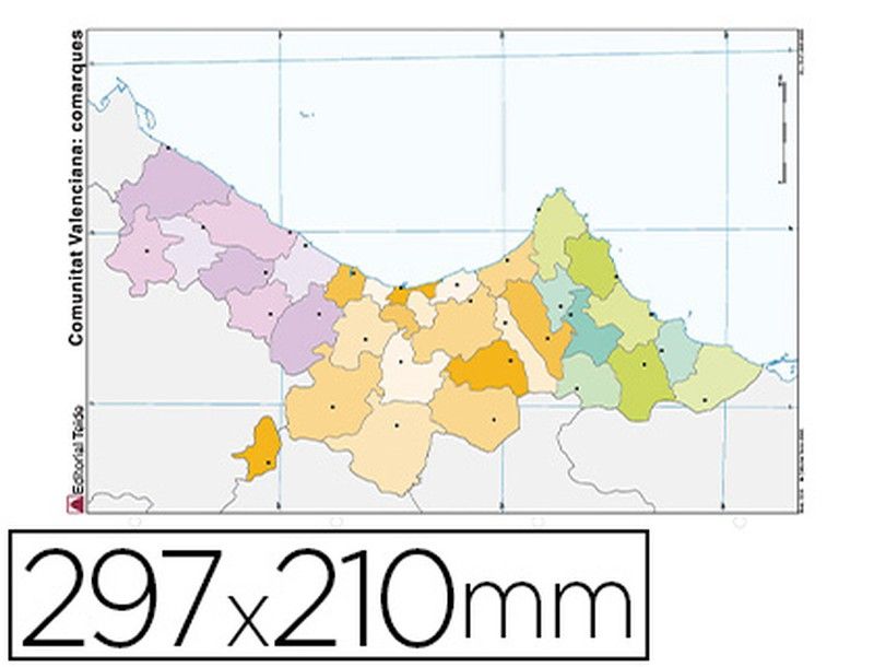 Mapa Mudo Color Din A4 Comunidad Valenciana Politico — Firpack