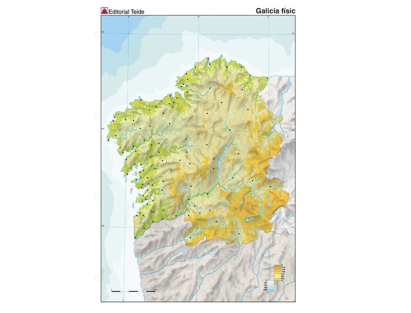 Mapa Mudo Color Din A4 Galicia Fisico — Firpack
