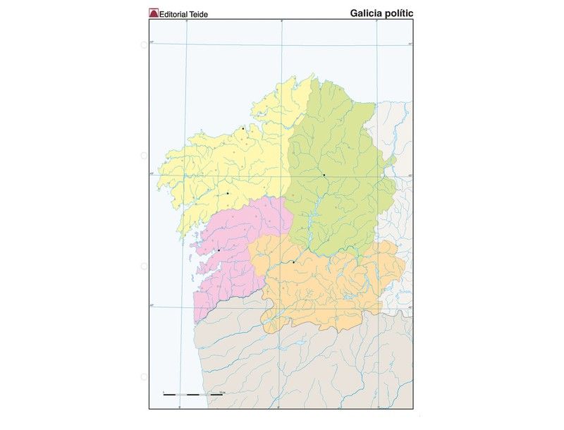 Mapa Mudo Color Din A4 Galicia Politico — Firpack