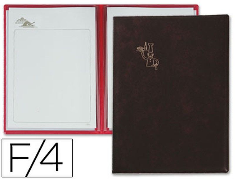 Porta Menus Pardo 4 Fundas Con Laminas Litografiadas Negro — Firpack